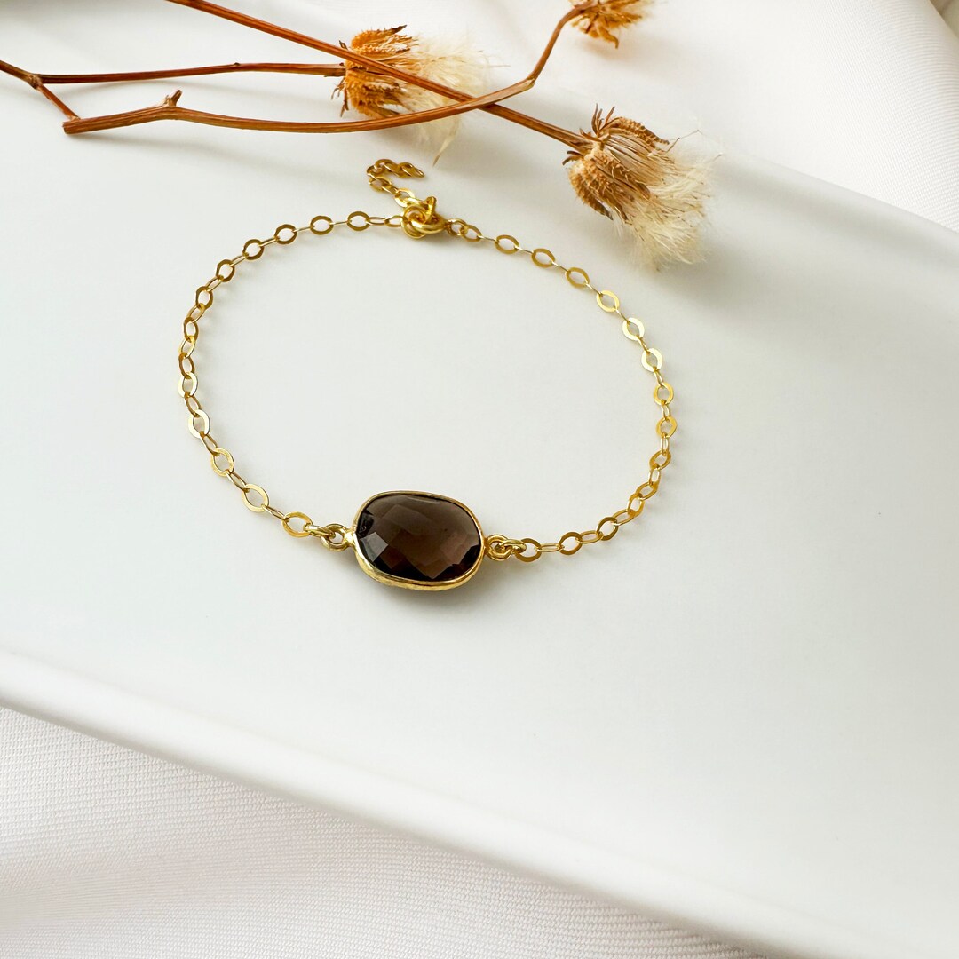 Genuine Smoky Quartz Birthstone Bracelet, Birthday Gifts, Scorpio Gift ...