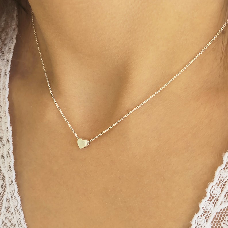 Tiny Heart Necklace, Extra Tiny Heart Pendant, Minimalist Necklace ...