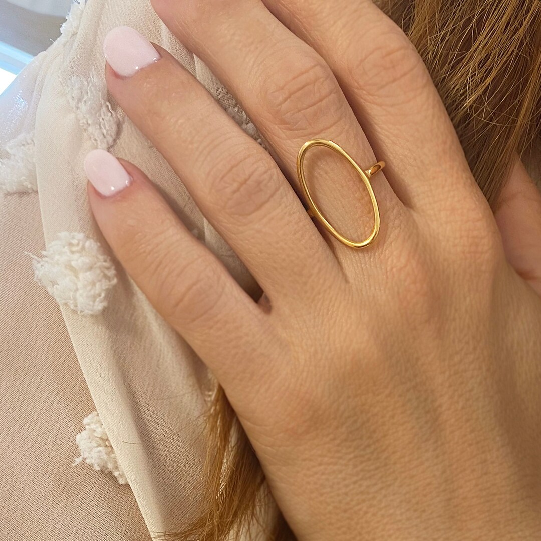 Open Circle Ring, Open Oval Ring, Oval Karma Ring, Circle Gold Ring ...