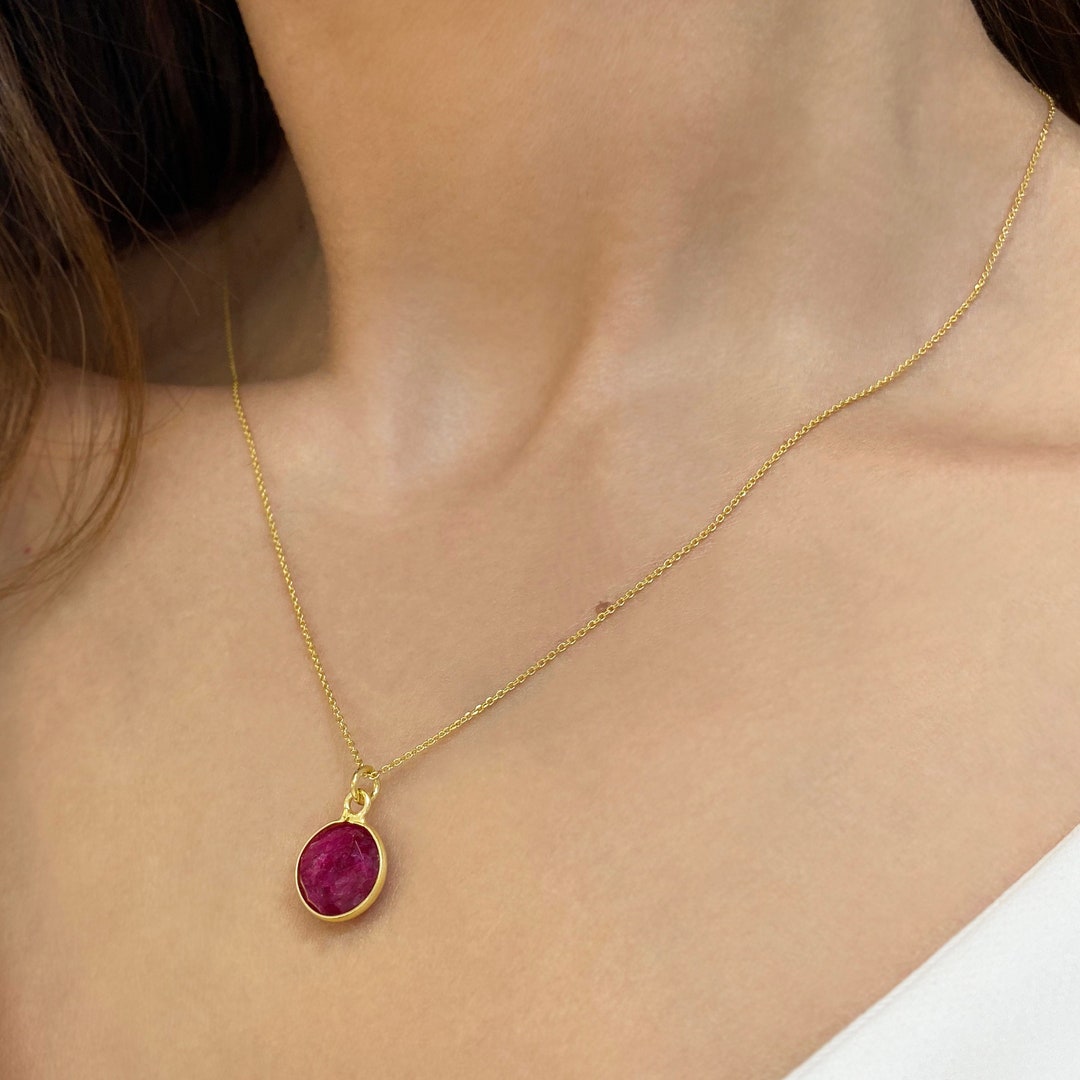 Real Ruby Necklace Single Ruby Pendant Genuine Ruby Pendant - Etsy