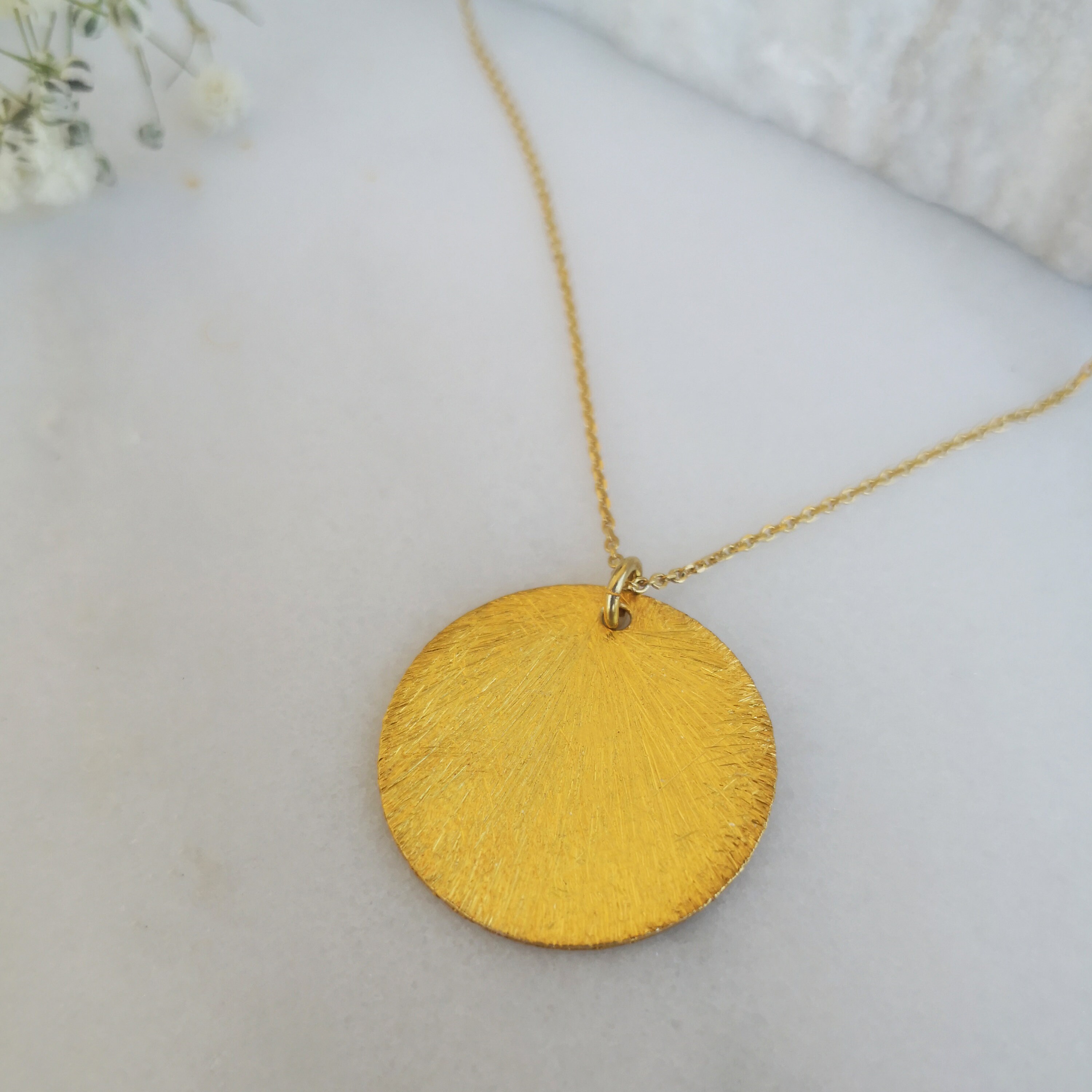 Gold Disc Pendant Gold coin Pendant Big disc Necklace Gold | Etsy