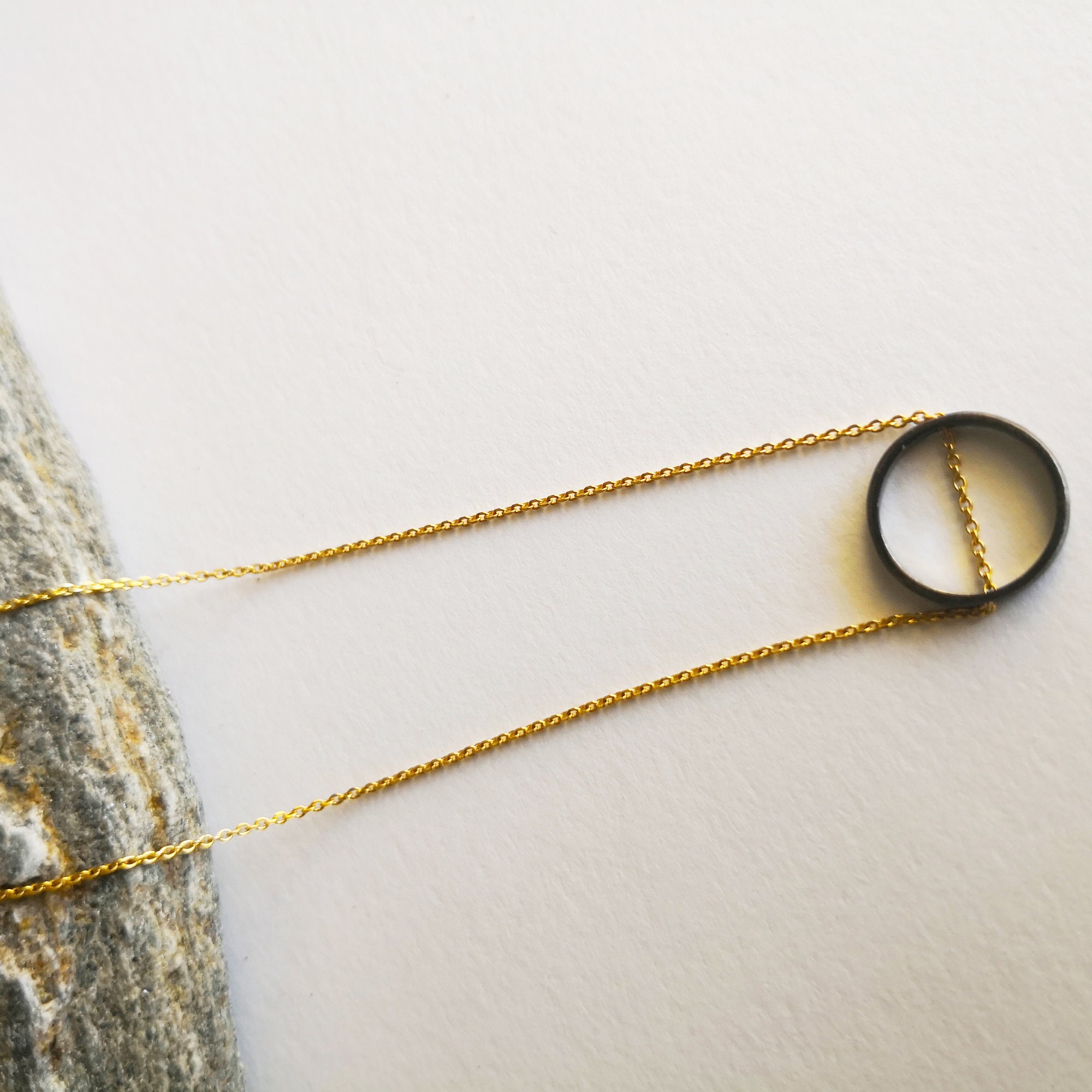 Stacked Necklace Karma Choker Open Circle Pendant Balance | Etsy