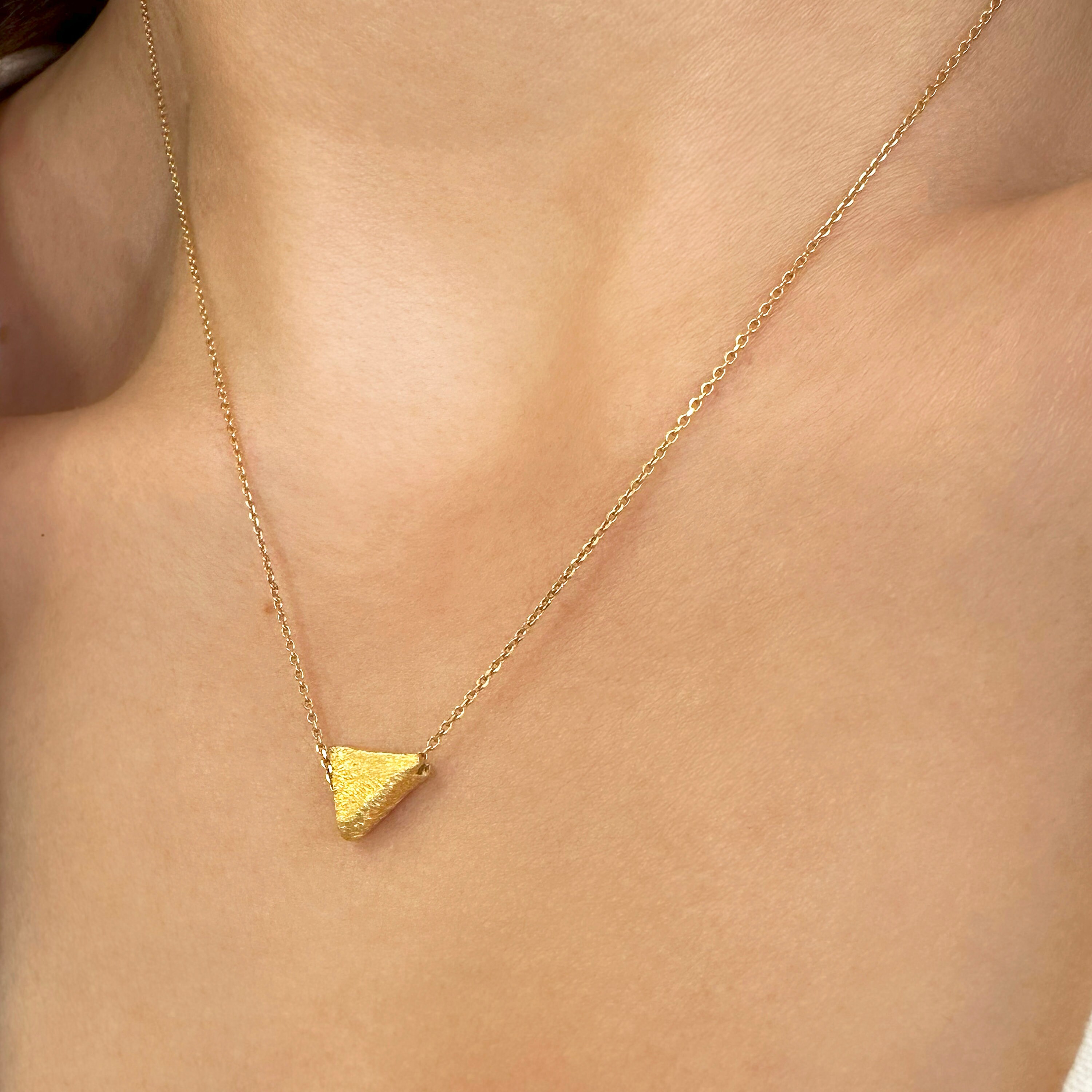 Tiny Gold Triangle Pendant Necklace, Minimalist Geometric Jewelry ...
