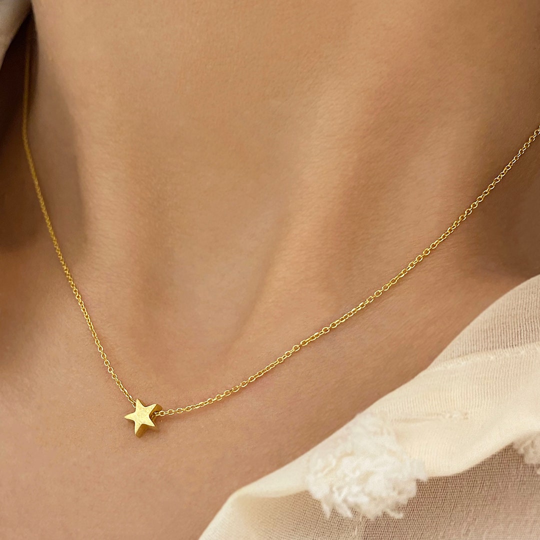 Extra Tiny Star Pendant Necklace, Cute Small Star Choker, Minimalist ...
