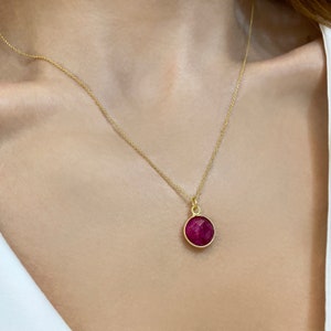 Genuine Ruby Pendant, Real Ruby Necklace, Harmony Necklace, Red Ruby Necklace, Courage Necklace ...