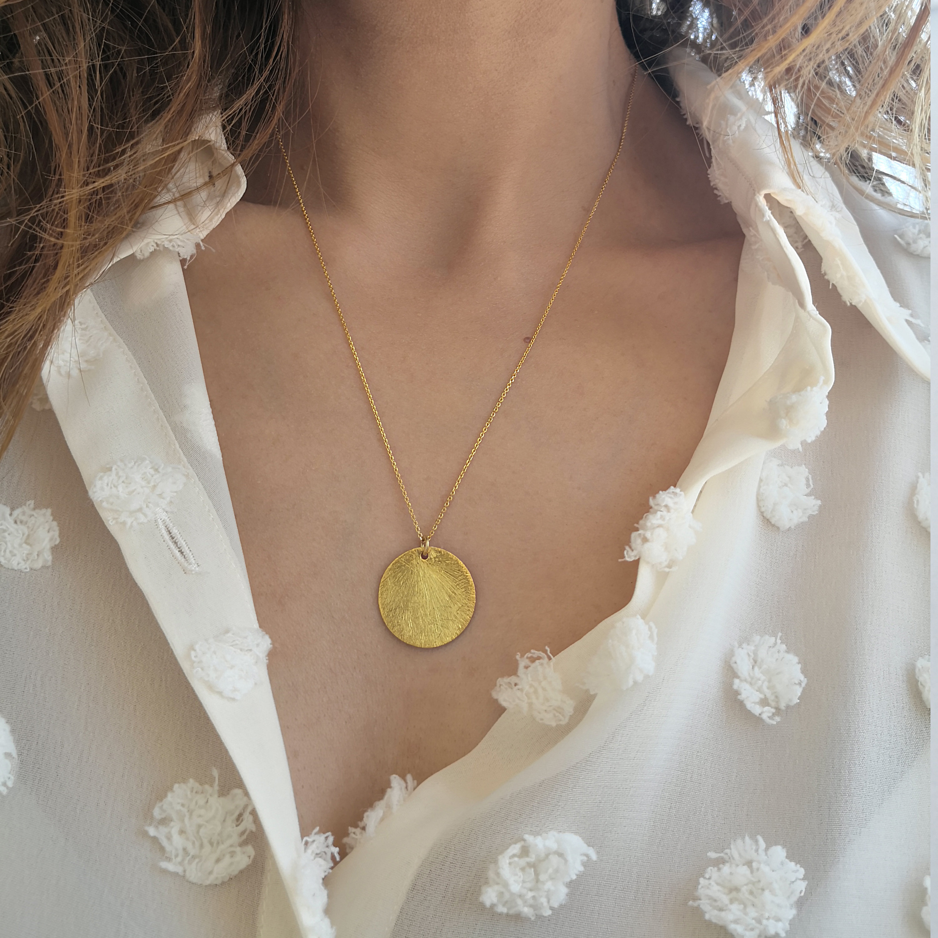 Gold Disc Pendant Gold coin Pendant Big disc Necklace Gold | Etsy