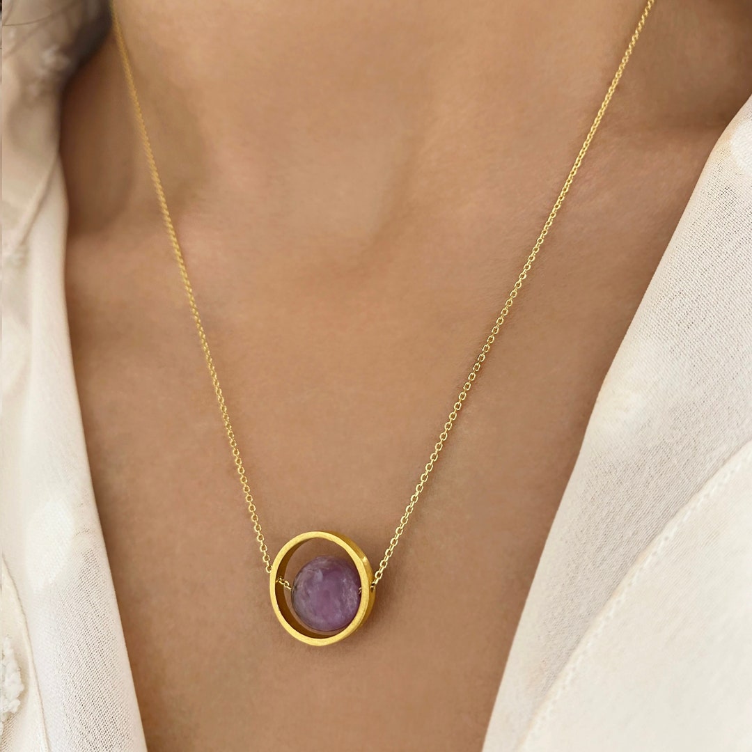 Fidget Necklace, Pink Tourmaline Necklace, Minimalist Necklace, Mother ...