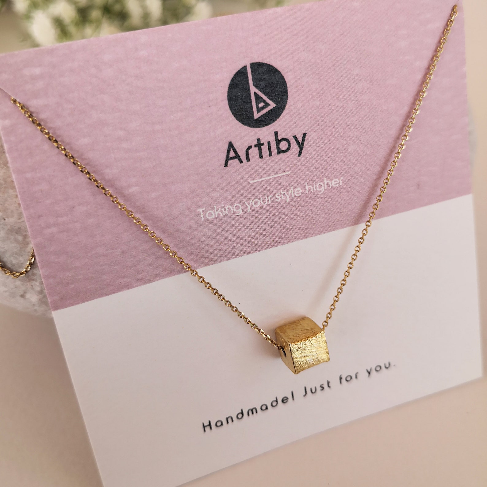 Gold Cube Necklace Dainty Cube Necklace Layered Necklace - Etsy