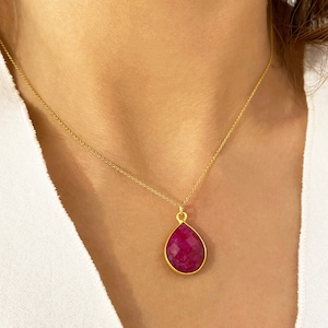 Genuine Ruby Pendant, Real Ruby Necklace, Real Ruby Pendant, Red Ruby Necklace, Ruby Gemstone ...