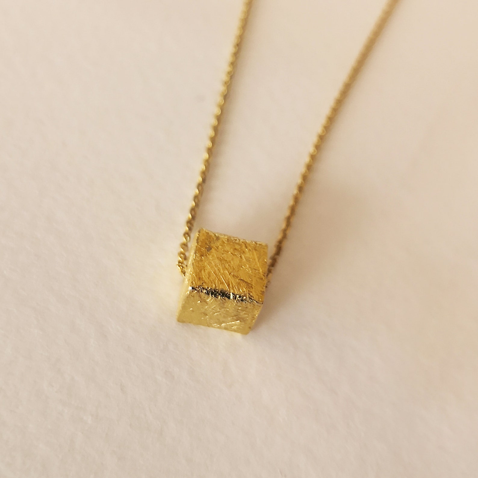 Gold Cube Necklace Dainty Cube Necklace Layered Necklace | Etsy