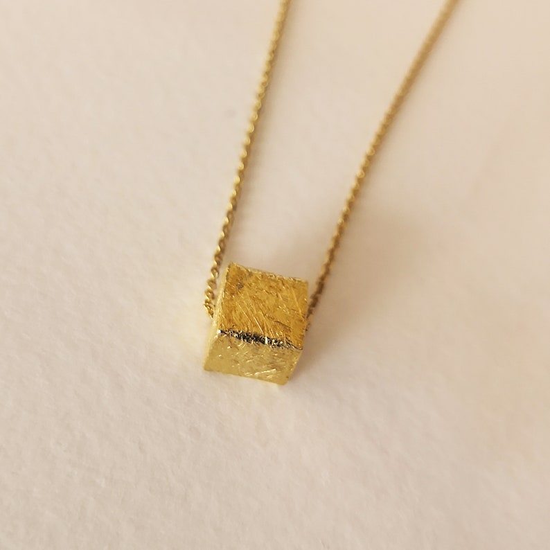 Gold Cube Necklace Dainty Cube Necklace Layered Necklace | Etsy