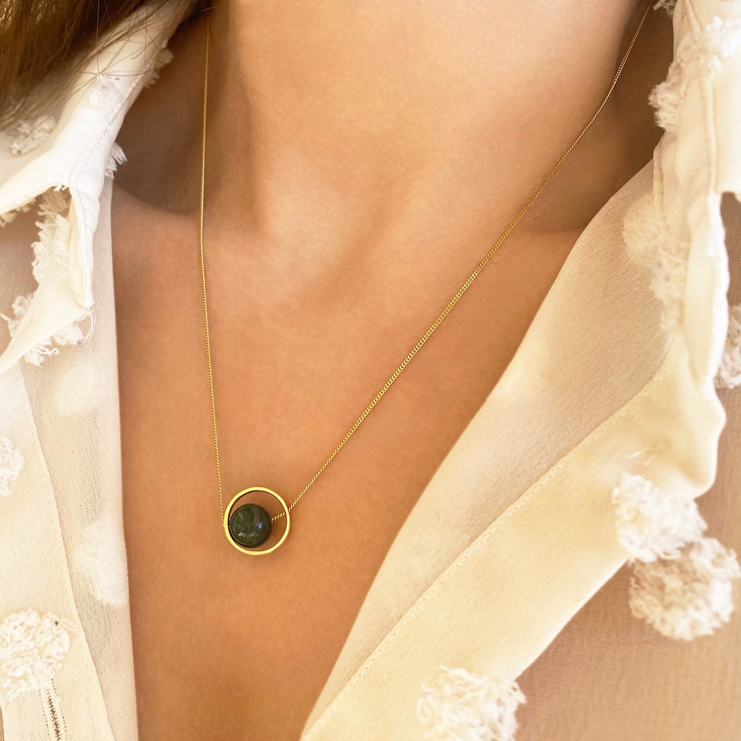 Fidget Necklace With Bloodstone March Birthstone Pendant, Minimalist ...