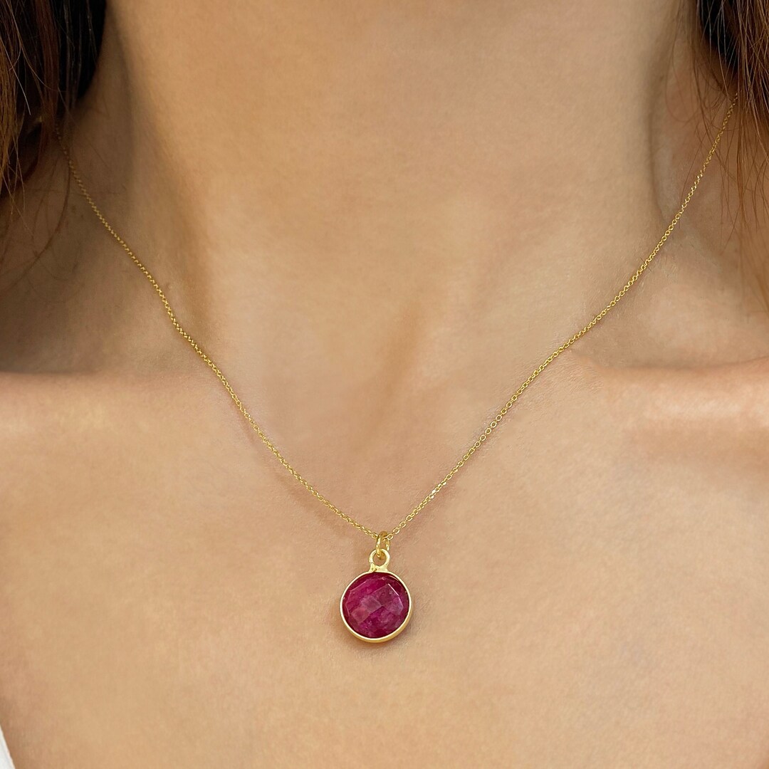 Genuine Ruby Pendant, Real Ruby Necklace, Harmony Necklace, Red Ruby ...