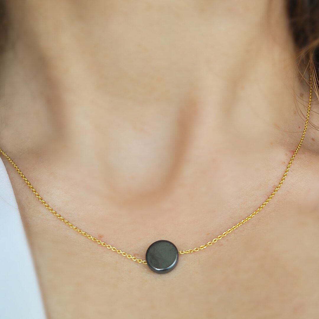 Real Hematite Necklace, Good Vibes Necklace, Hematite Pendant, Black ...
