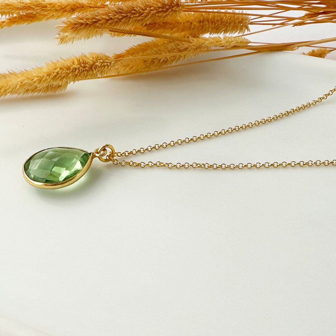 Collier péridot brut, collier de pierre de naissance péridot, collier ...