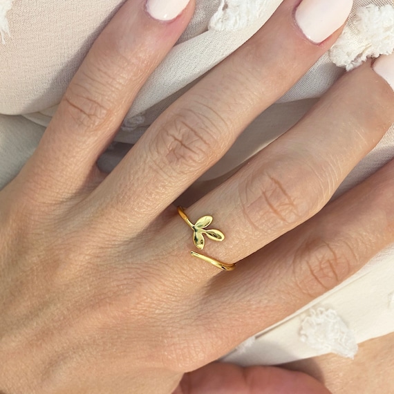 Nature Inspired Ring Dainty Leaf Ring Botanical Ring Plant | Etsy
