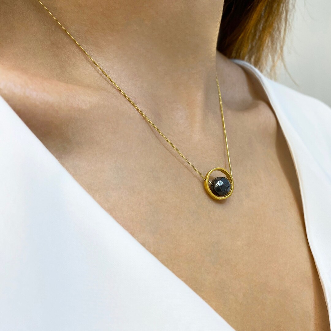 Fidget Necklace, Spinner Pendant, Spinner Necklace, Sphere Pendant ...