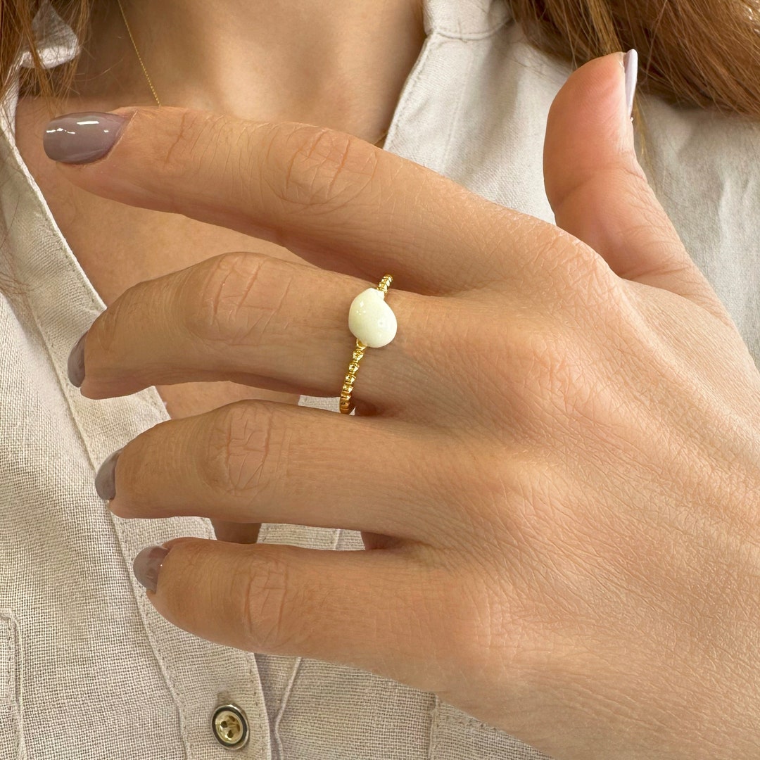 Chunky Gold Ring Tiny Drop Ring Water Drop Ring Chevalier - Etsy