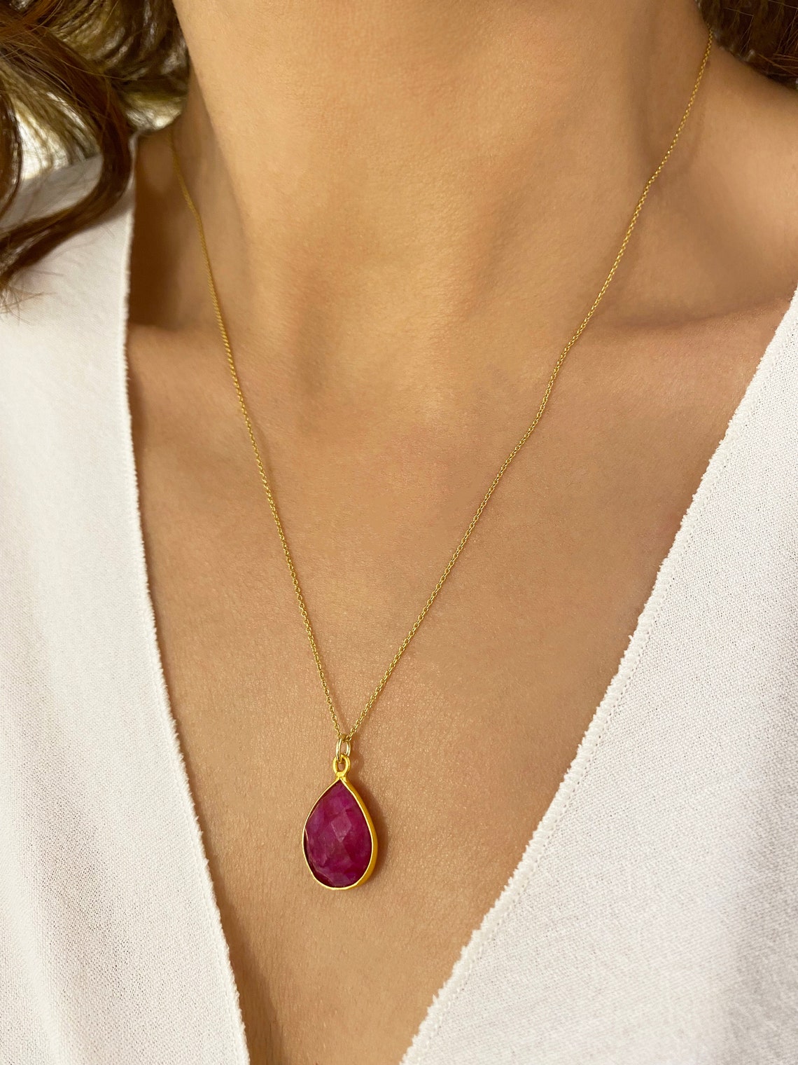 Genuine Ruby Pendant Real Ruby Necklace Real Ruby Pendant - Etsy