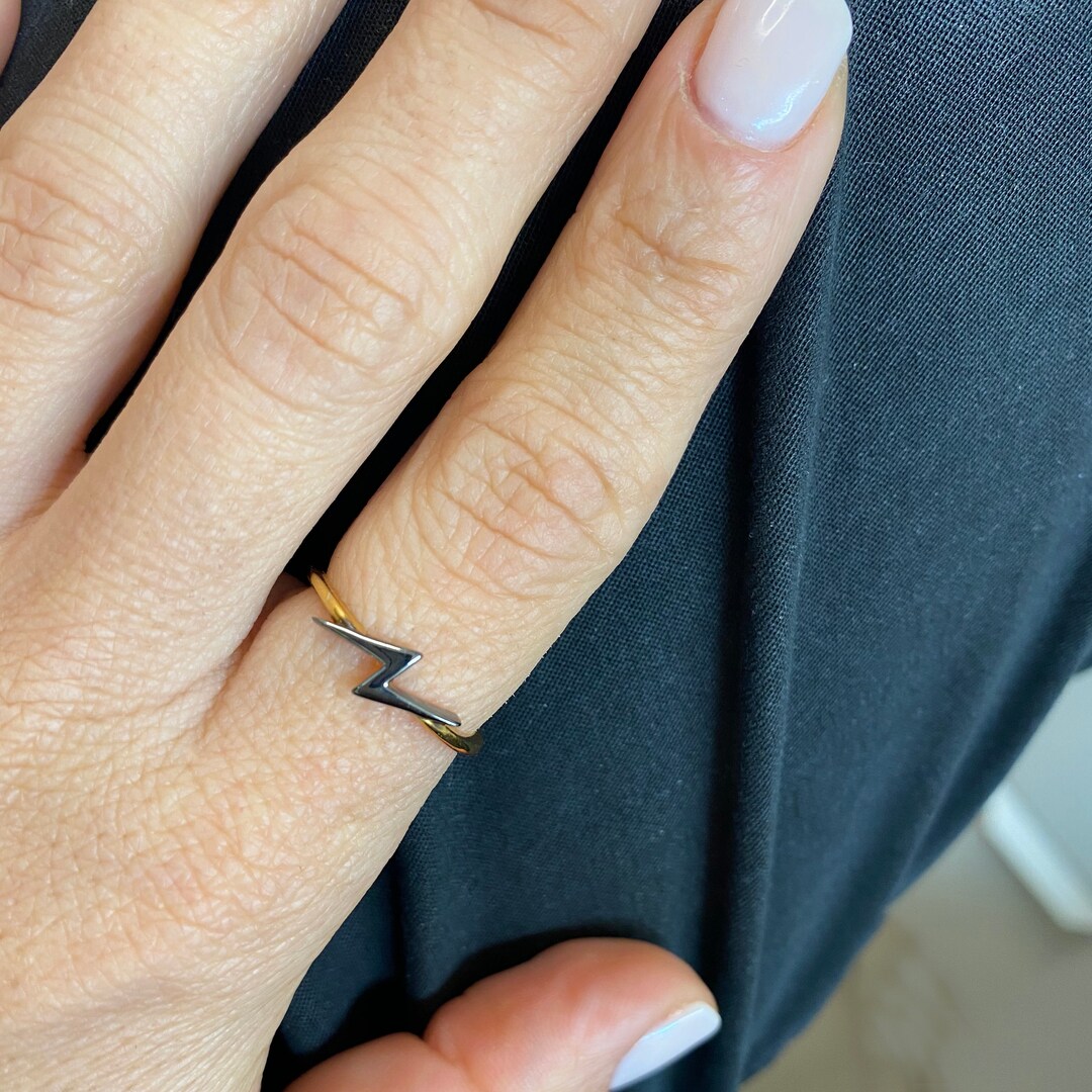 Flash Ring, Lightning Bolt Ring, Thunder Ring, Dainty Thin Ring ...