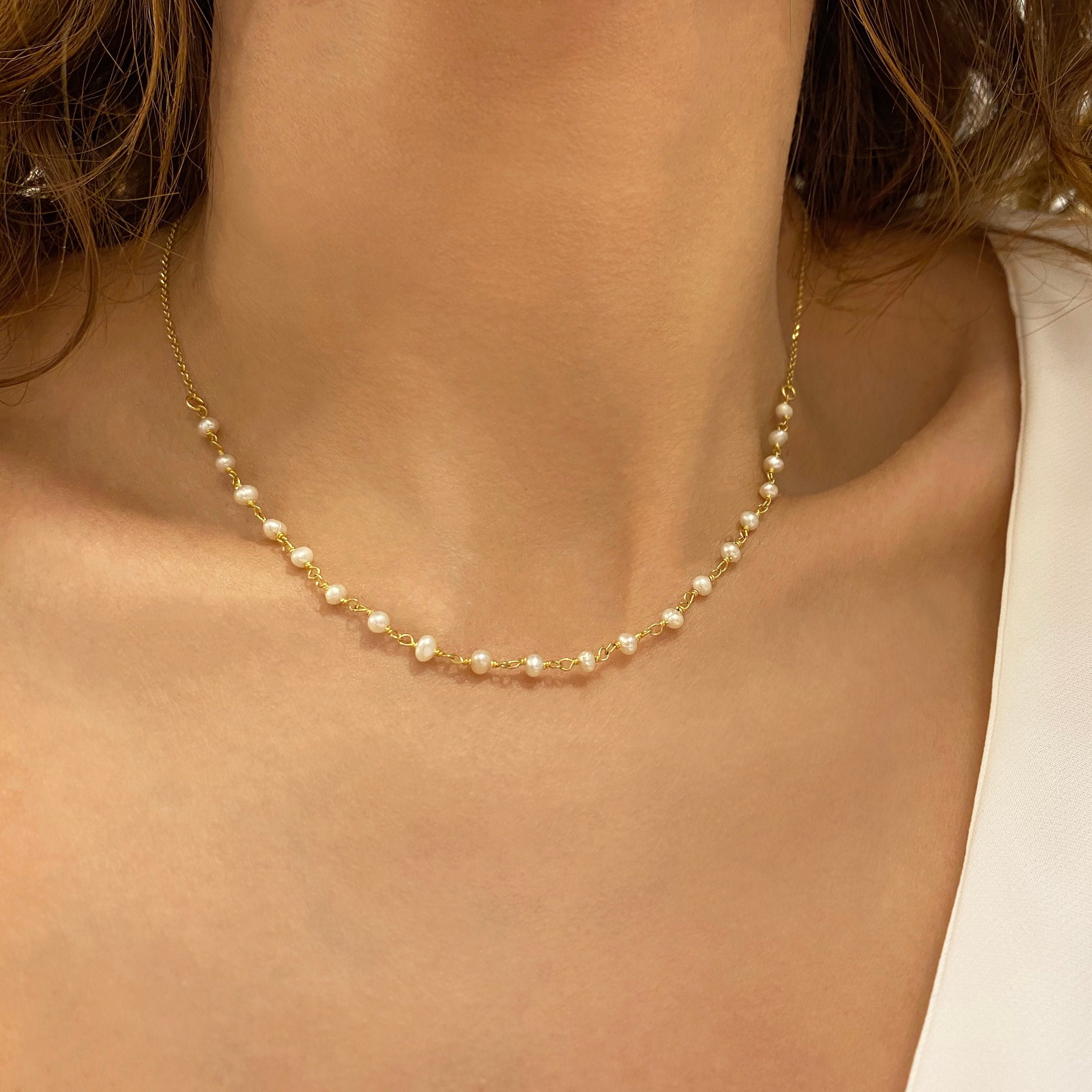Collier De Perles Réelles Choker De Perles Dainty Collier Etsy