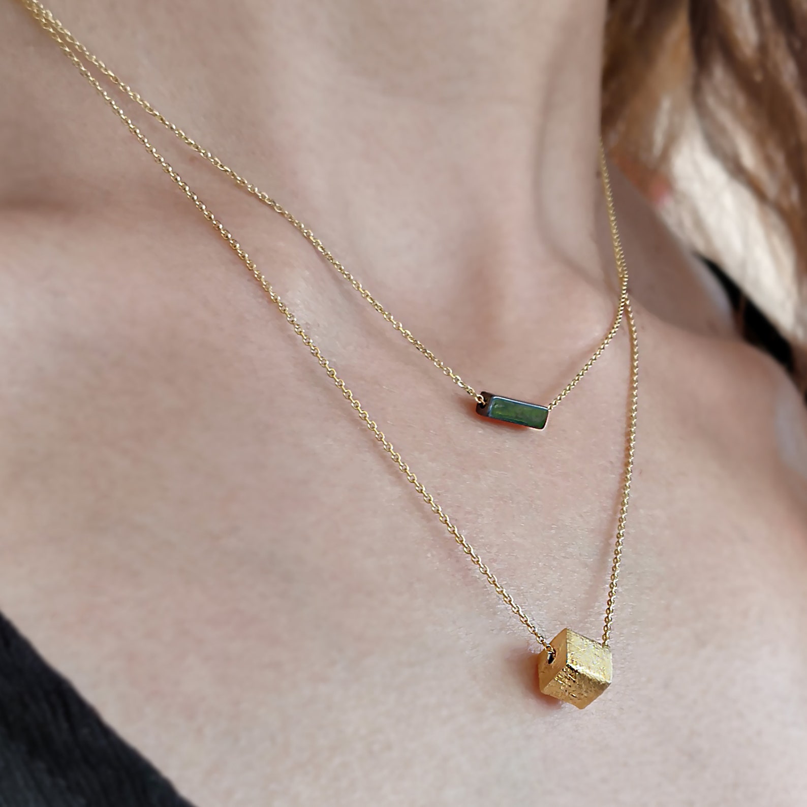 Gold Cube Necklace Dainty Cube Necklace Layered Necklace - Etsy