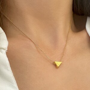 Tiny Gold Triangle Pendant Necklace, Minimalist Geometric Jewelry ...