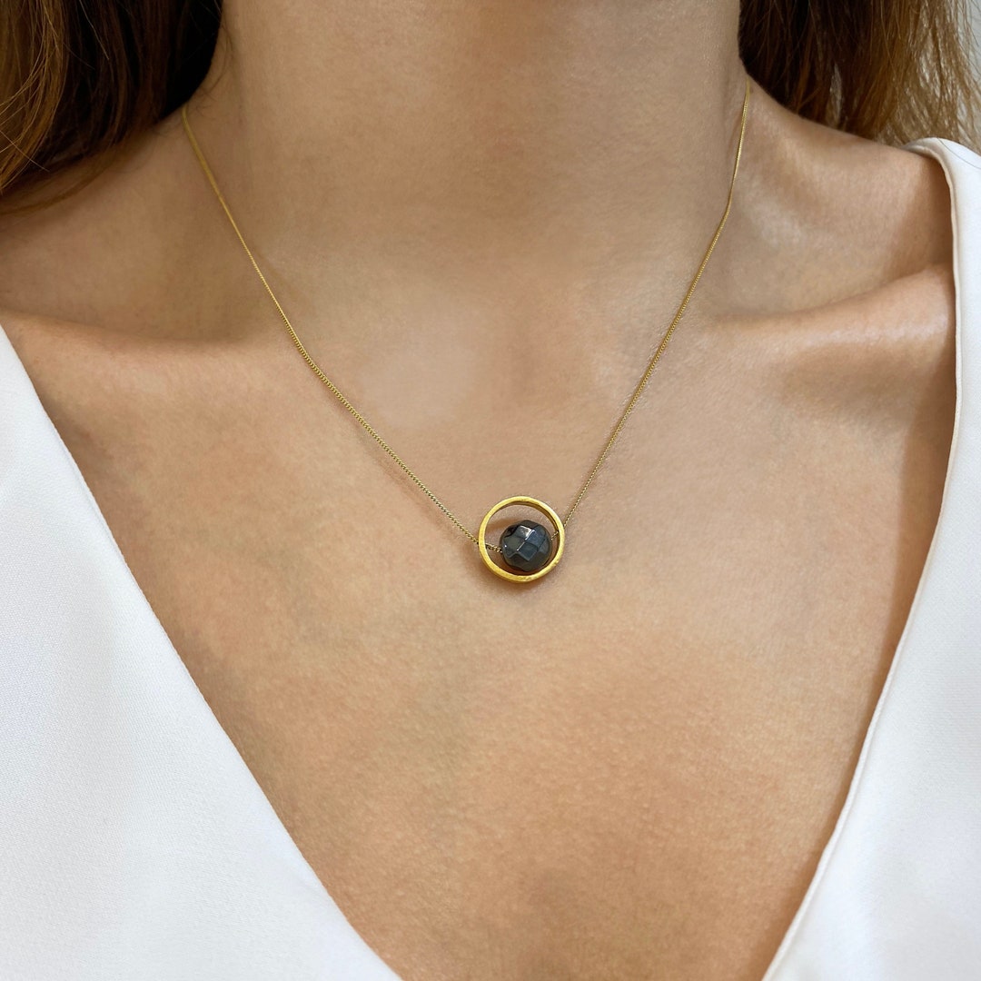 Fidget Necklace With a Spinner Pendant, Real Hematite Gemstone Necklace ...