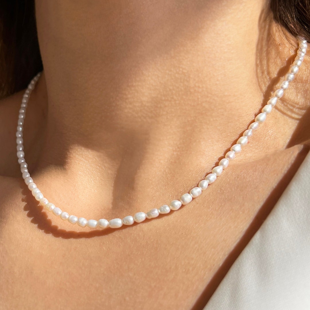 Real Pearl Necklace, Stacking Necklace, Small Pearl Necklace, Seed ...