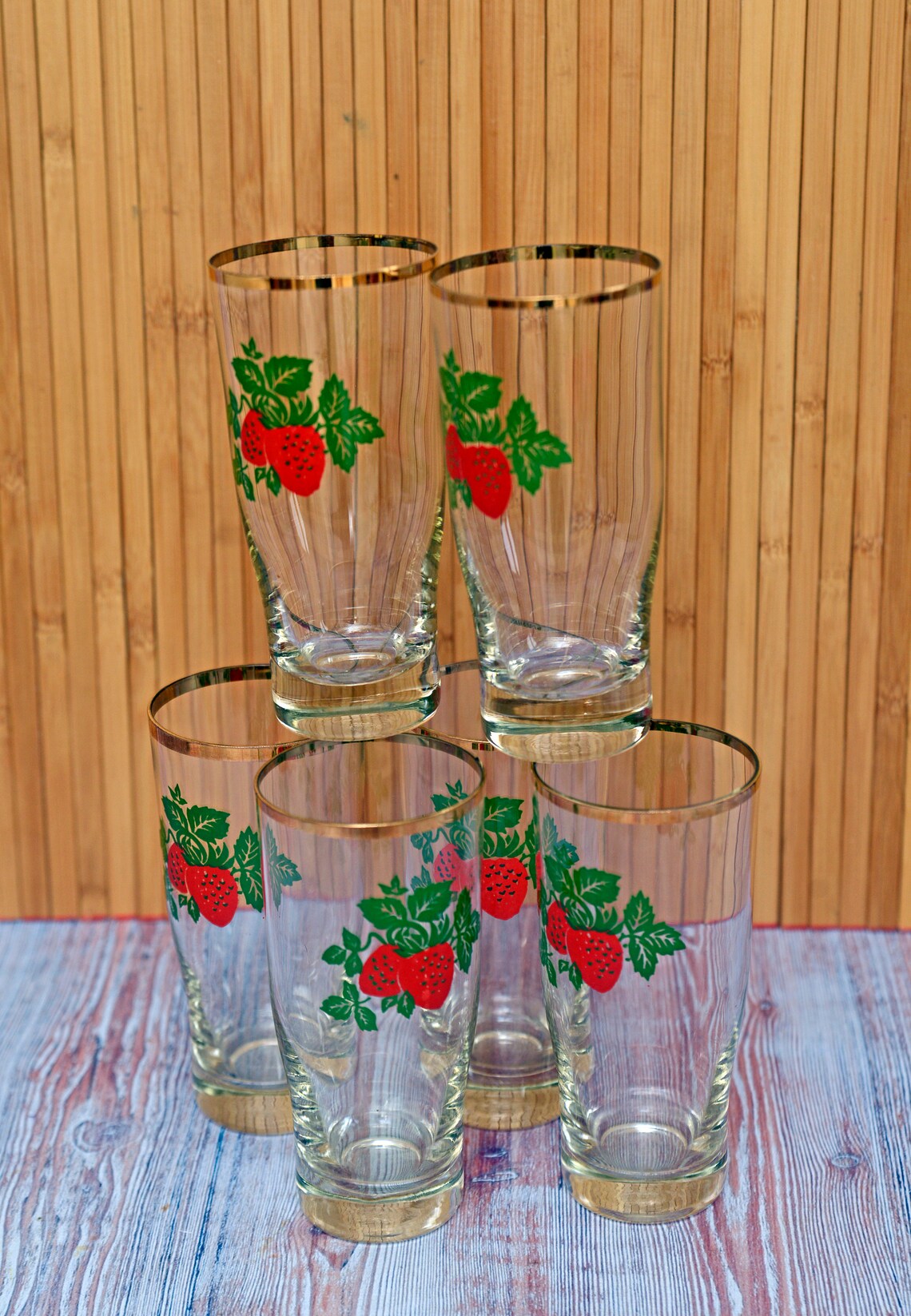 Strawberry Tall Glasses Cocktail Glasses Water Glasses Etsy