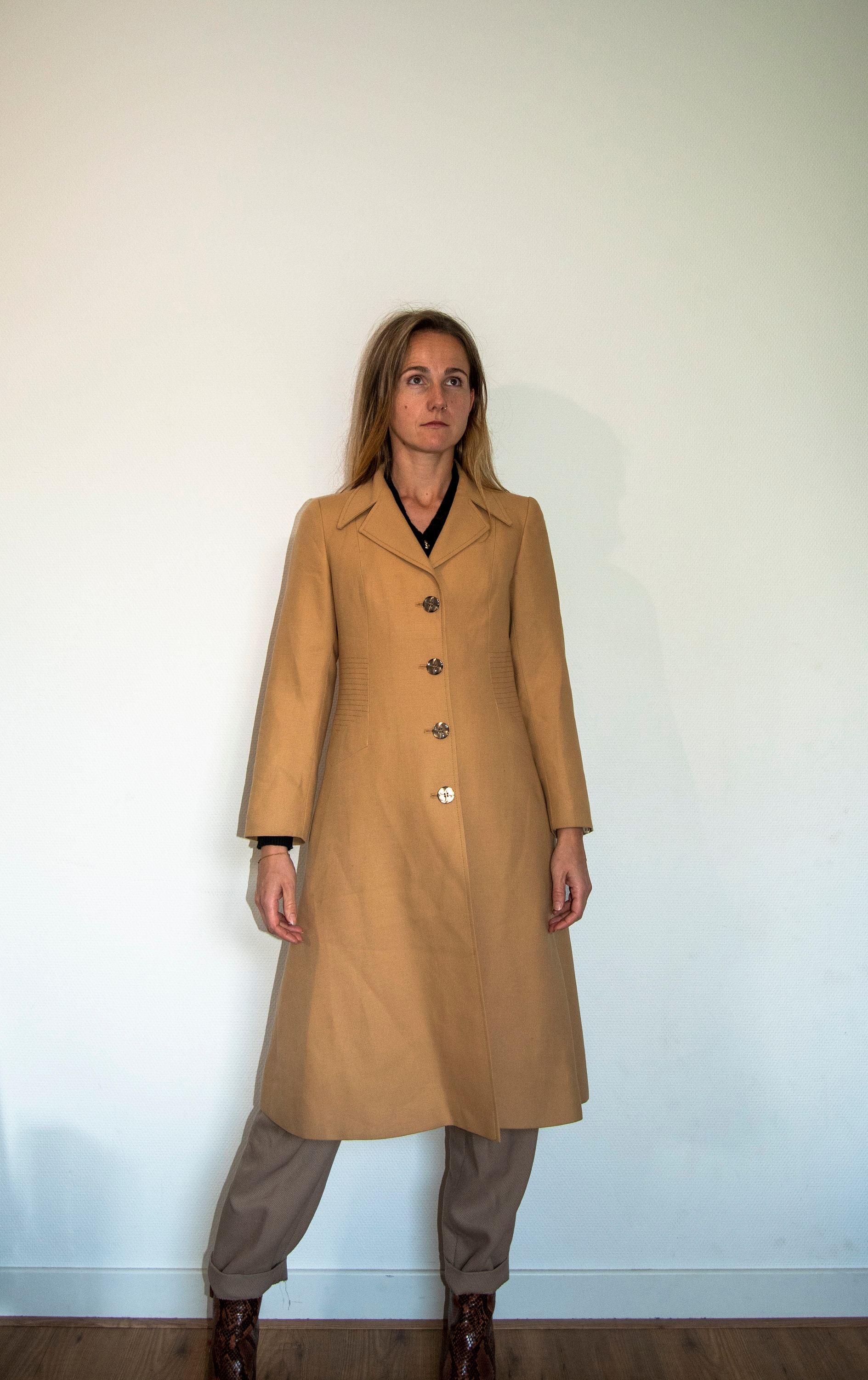 Retro Chic 1970s Camel Brown Long Fall Coat | Tapered Fit | 70s Style ...