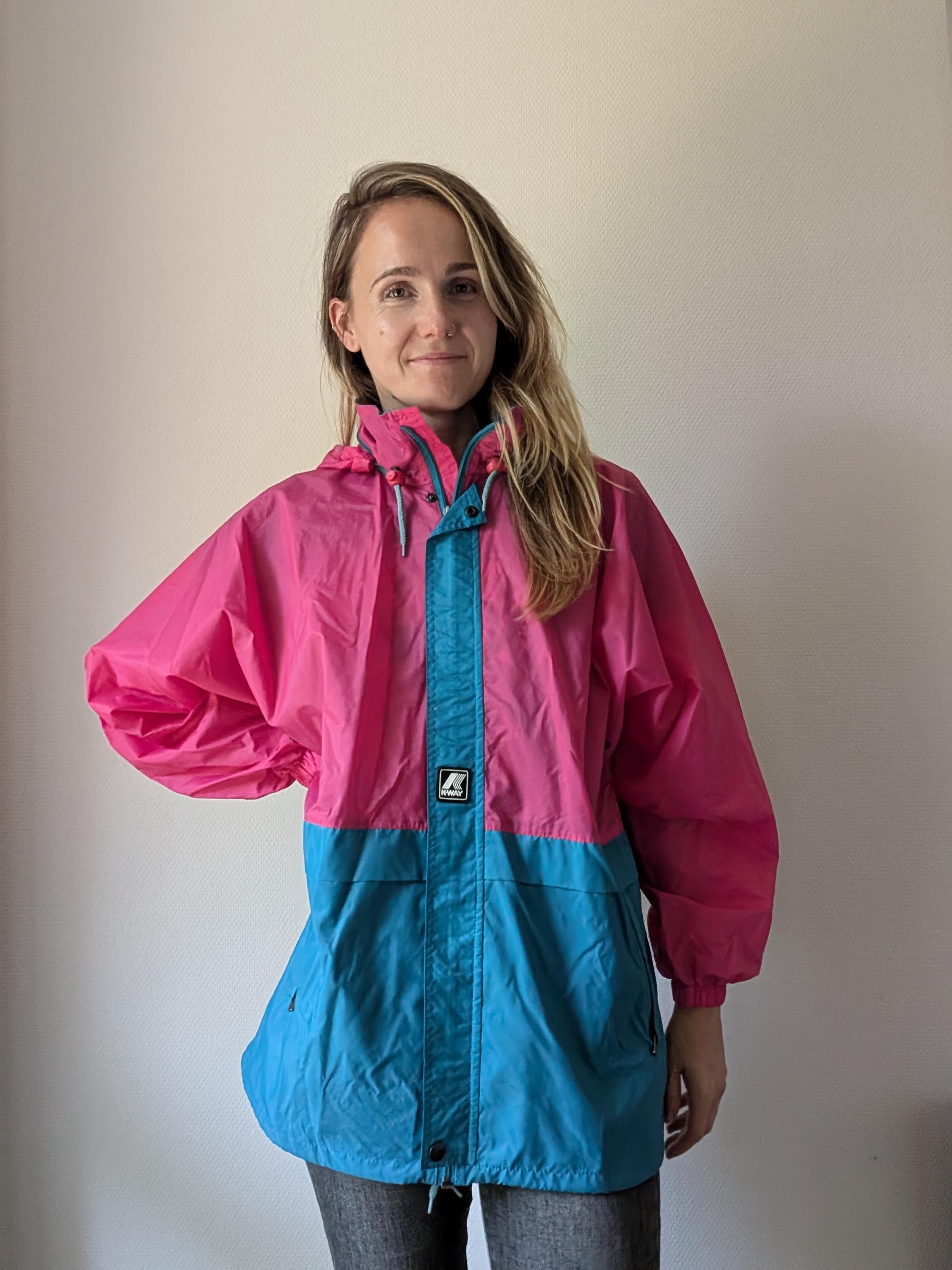 Vintage Blue Pink K-way Raincoat | From Coat to Bag | All Season | Made ...