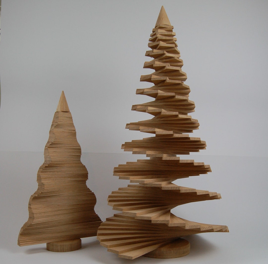 Handmade Wooden Christmas Tree Natural / 25in-63cm / Oak Wood ...