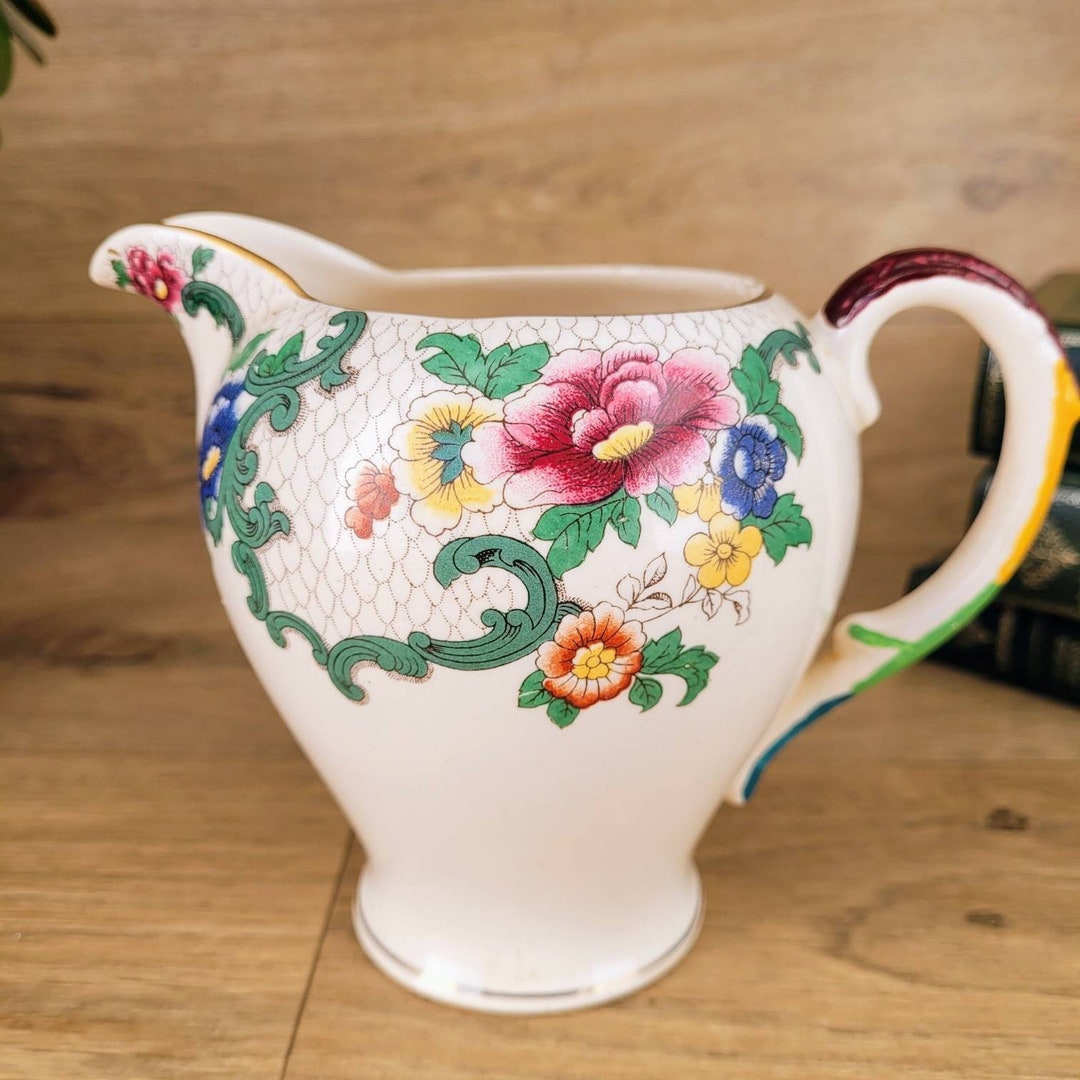 Vintage Royal Cauldon Victoria Pattern Milk Jug, Art Deco Floral ...