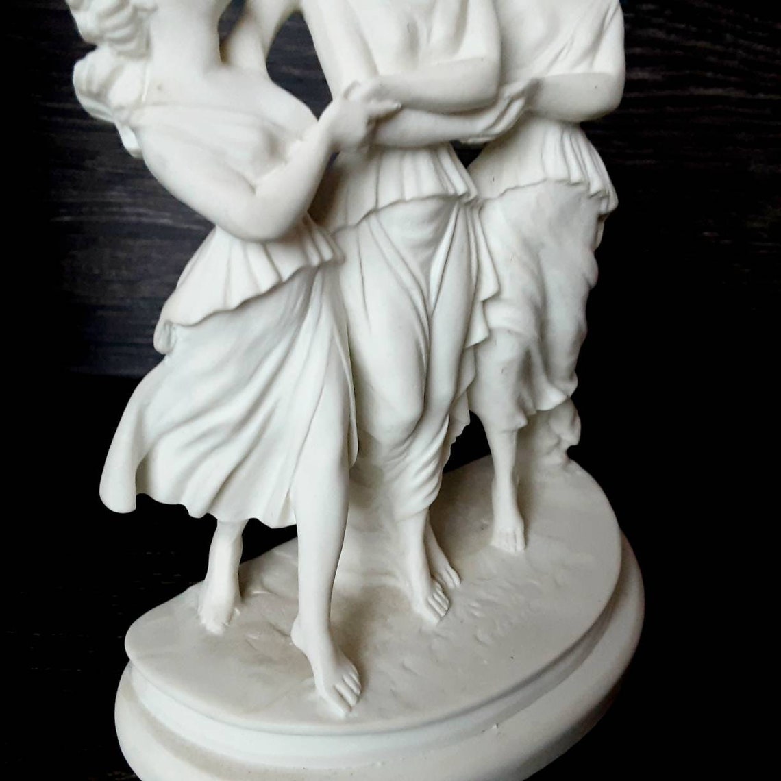 Vintage Alabaster Figurine Of Three Ladies Retro White The | Etsy