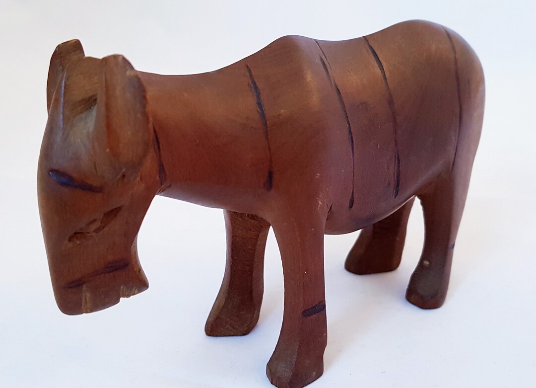 Mid Century Hand Carved Teak Tiger Figurine, Vintage Wooden Tiger ...