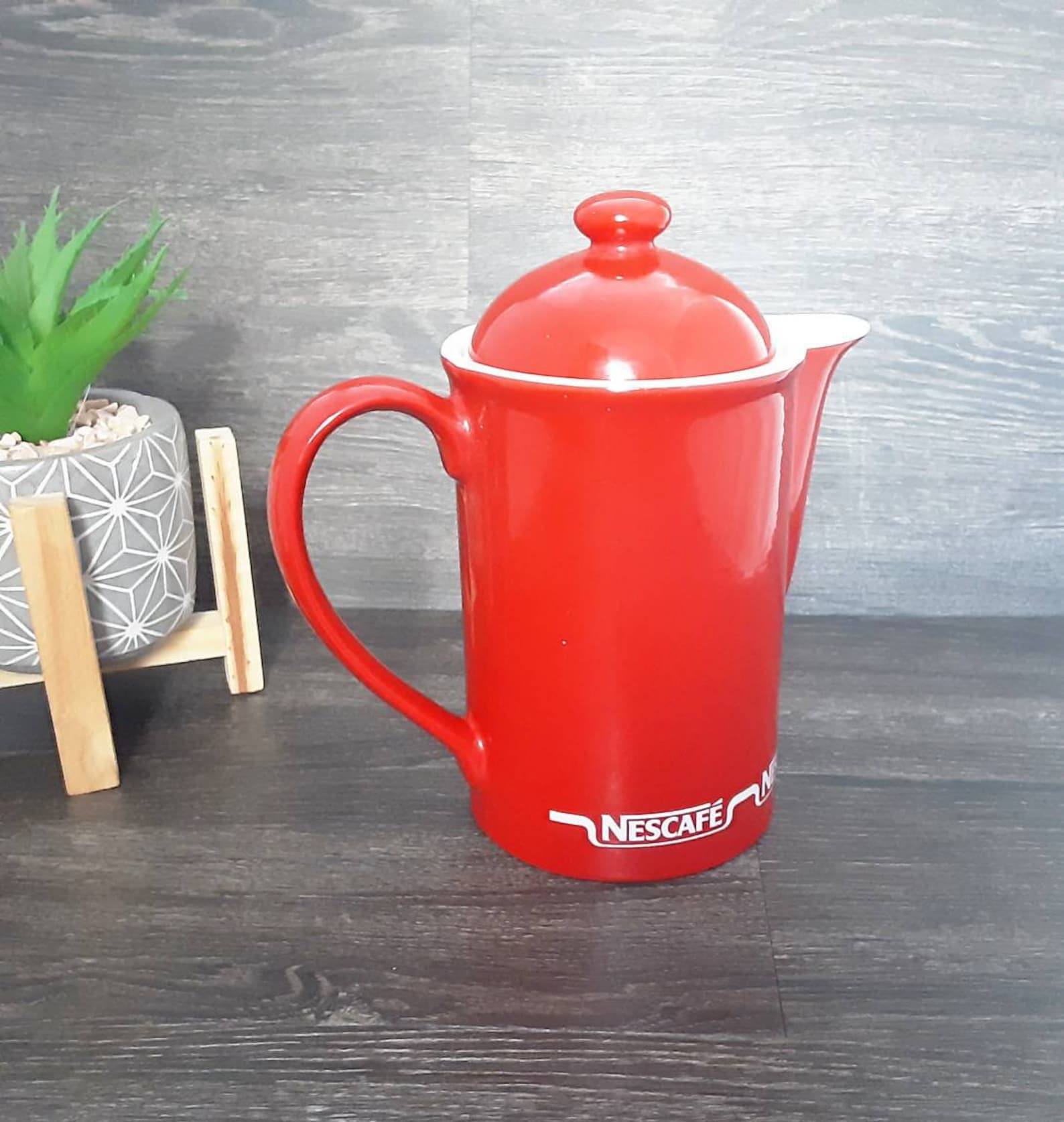 Vintage Nescafe Coffee Pot Retro Red White Coffeepot Ceramic - Etsy UK