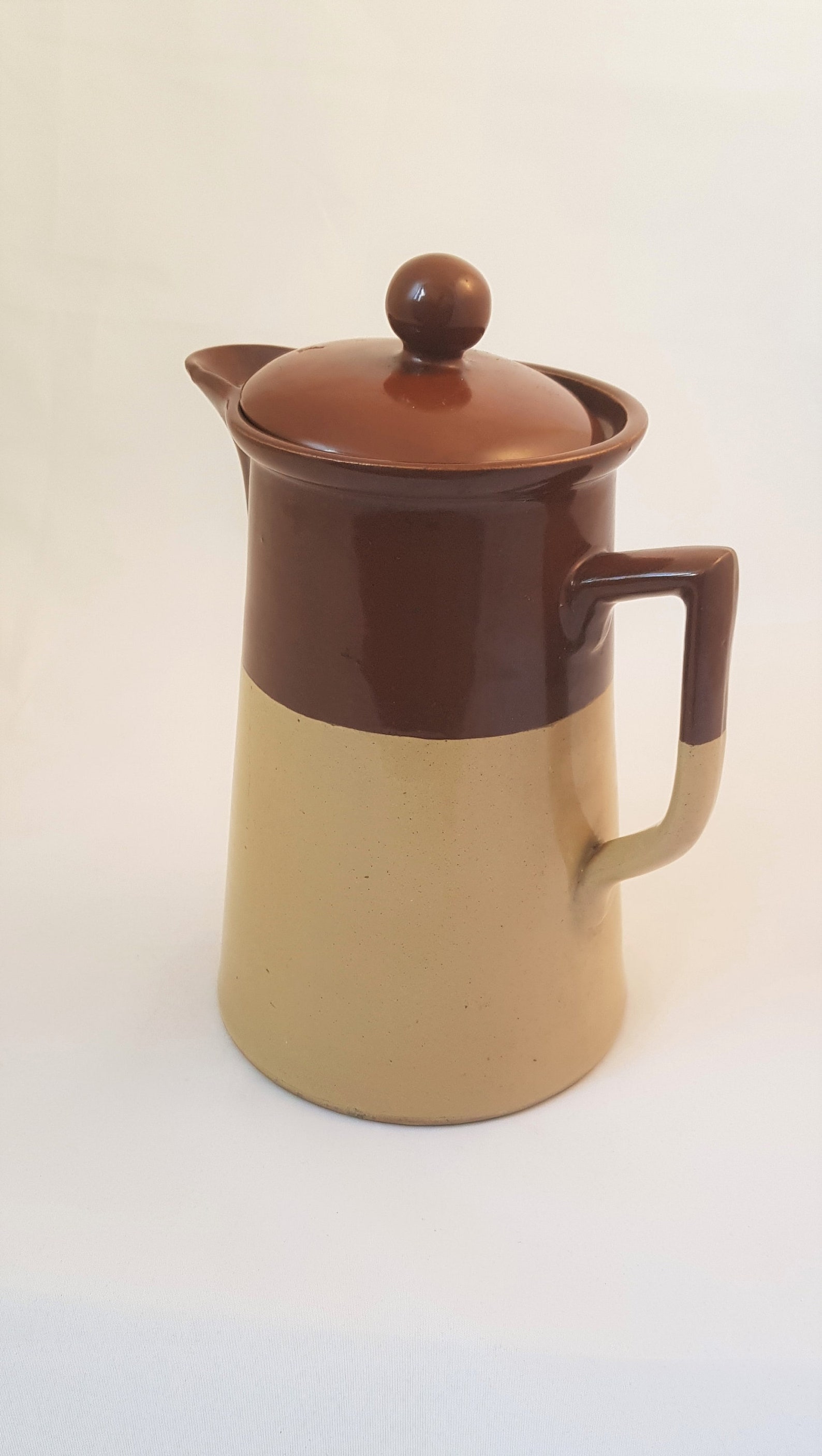 Art Deco Bourne Denby Brown Beige Glazed Coffee Pot/ Teapot Vintage 30s ...