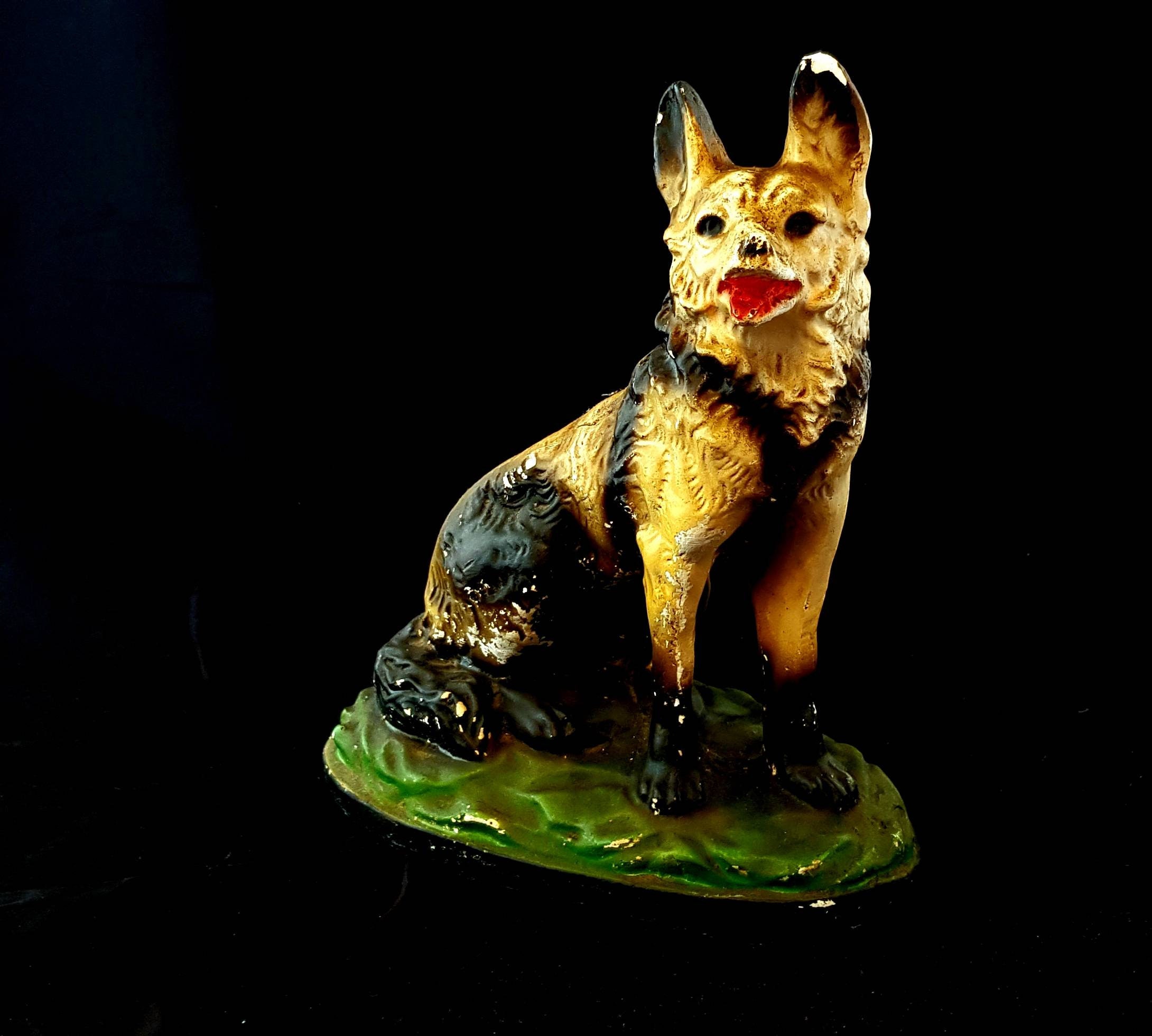 Vintage Chalkware German Shepherd Dog Large Figurine, Retro Alsatian ...