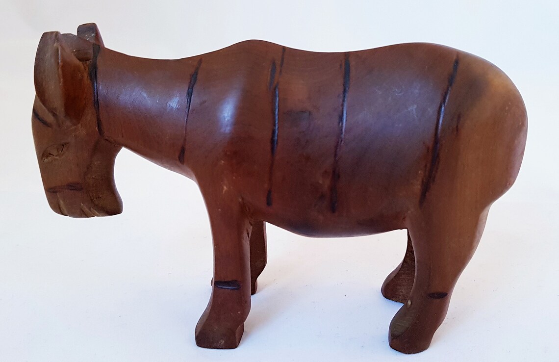 Mid Century Hand Carved Teak Tiger Figurine, Vintage Wooden Tiger ...