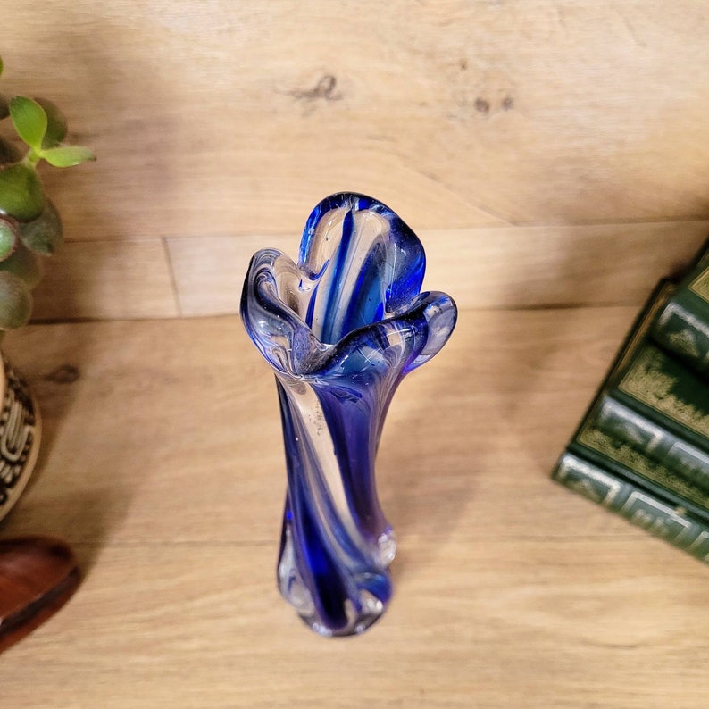 Vintage Glass Finger Vase Japan, Retro Tajima / Oread ? Cobalt Blue ...