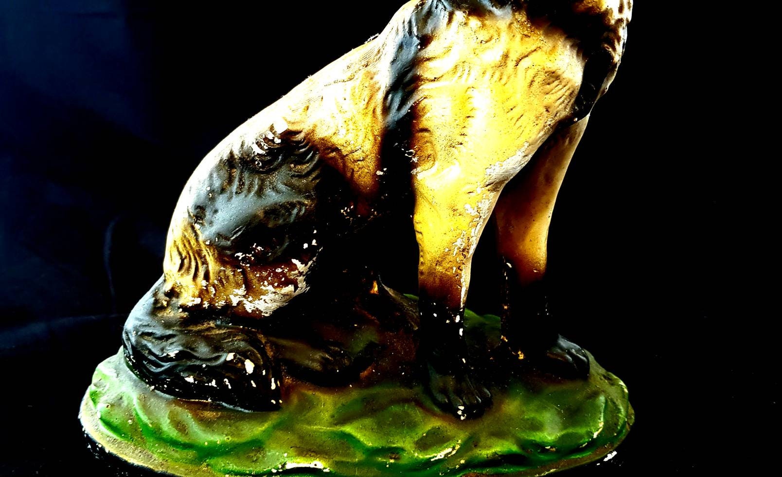 Vintage Chalkware German Shepherd Dog Large Figurine, Retro Alsatian ...