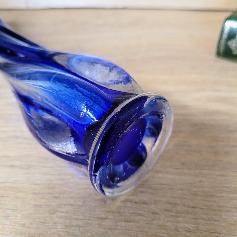 Vintage Glass Finger Vase Japan, Retro Tajima / Oread ? Cobalt Blue ...