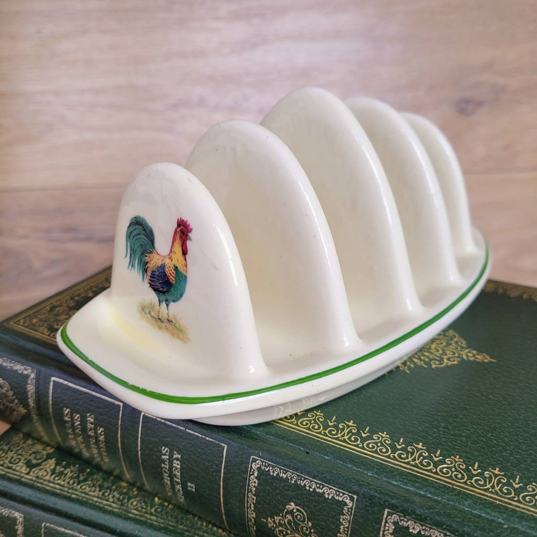 Vintage Heron Cross Pottery Toast Rack With Cockerel Decoration, Retro ...