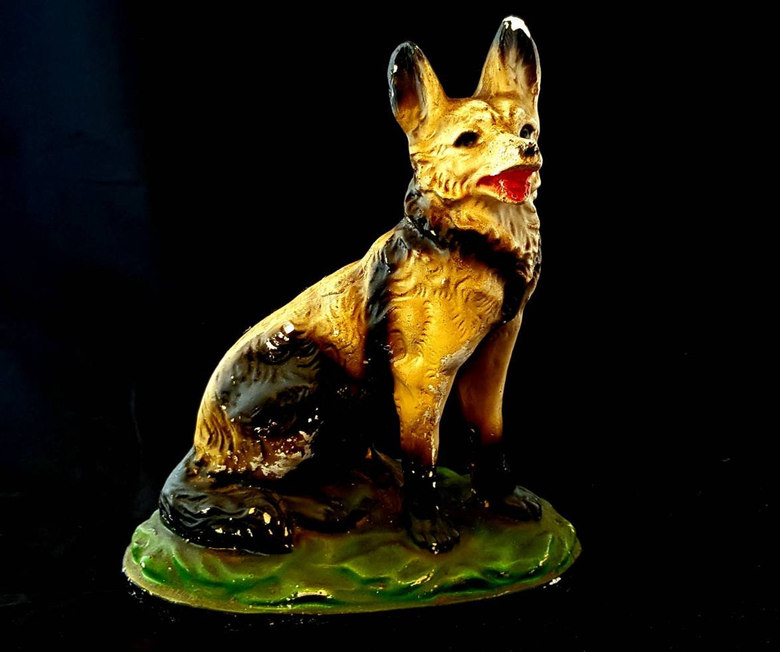 Vintage Chalkware German Shepherd Dog Large Figurine, Retro Alsatian ...