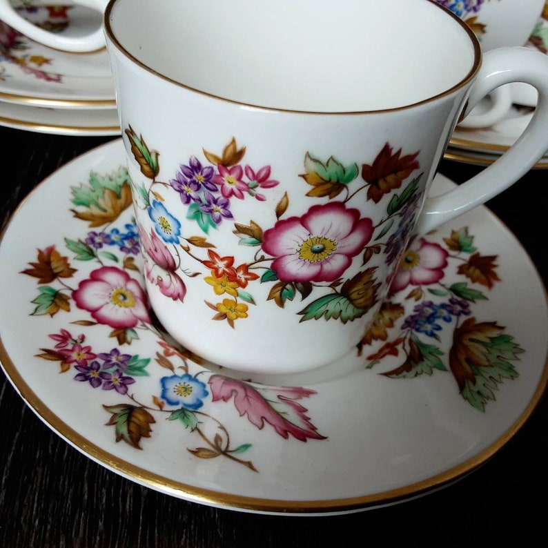 Vintage Abbeydale Bone China Coffee Cups and Saucers, Retro Hazelwood ...