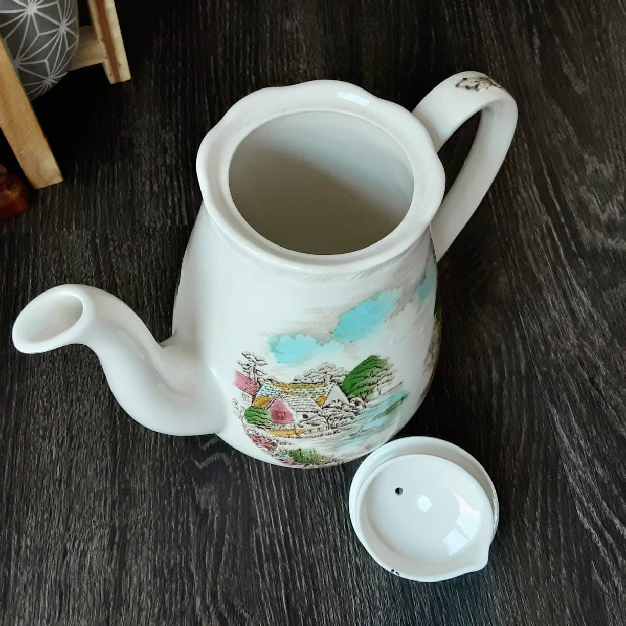 Vintage Alfred Meakin Teapot Rare Famous Cottages Series | Etsy