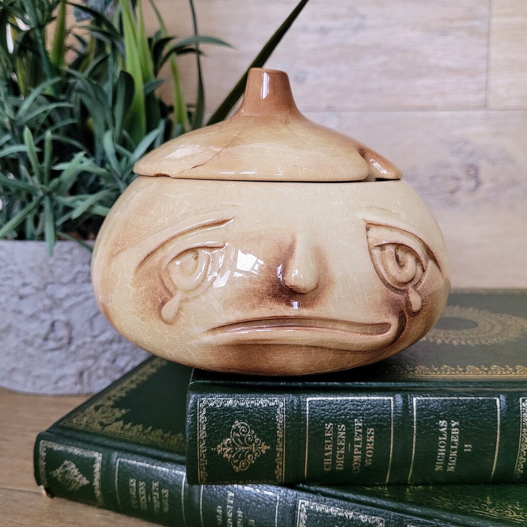 Vintage Sylvac Crying Onion Jar, Retro Sad Onion Face Lidded Pot, 1960s ...