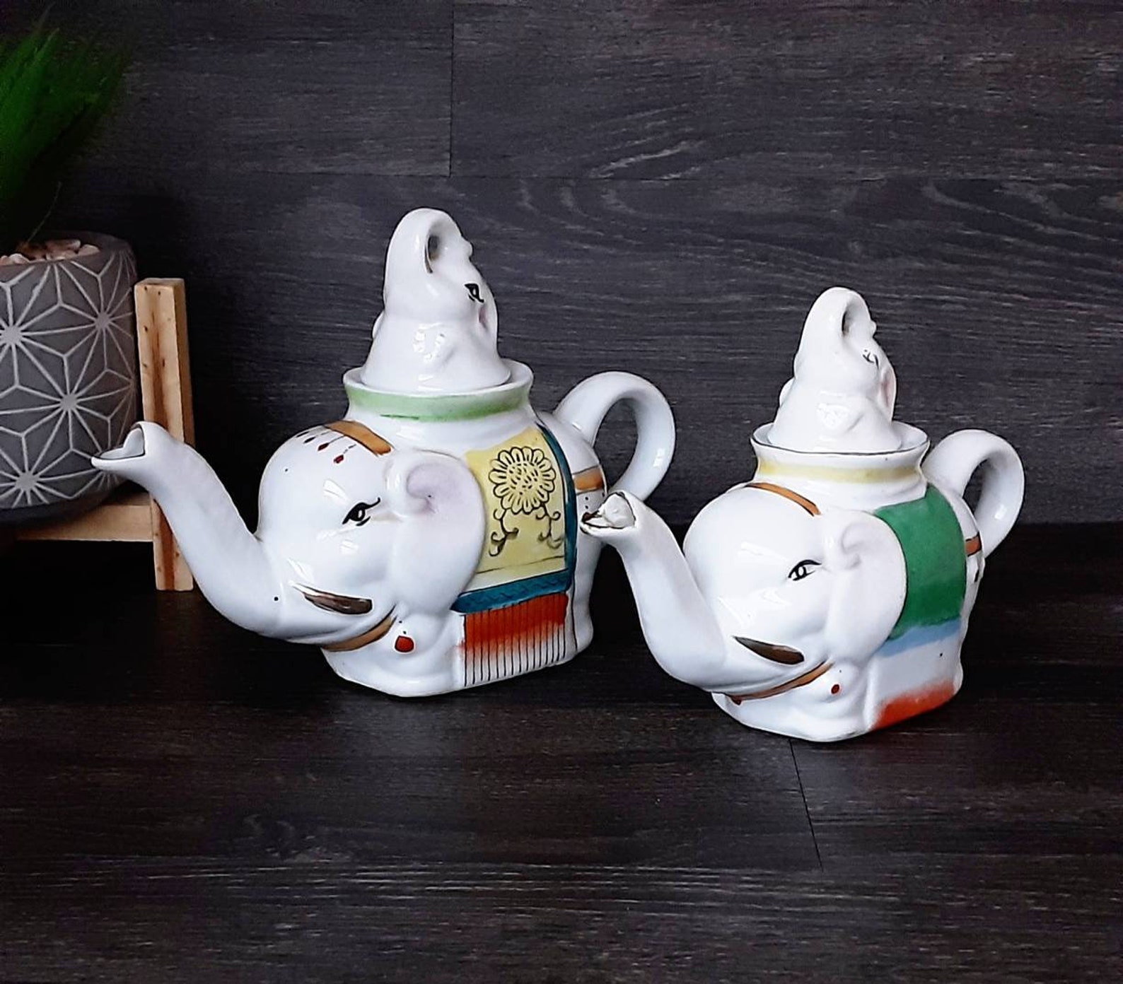 Vintage Indian Elephant and Calf Teapots Retro Porcelain - Etsy