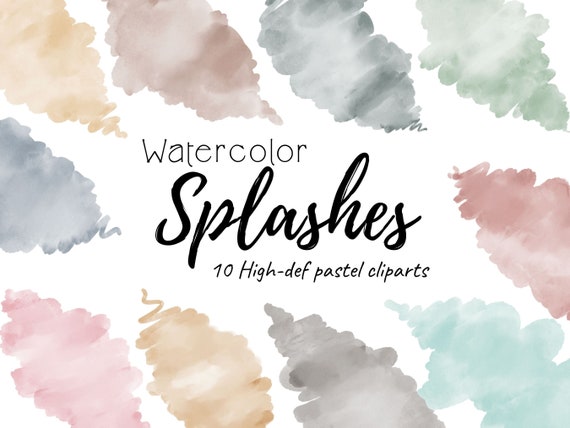 Watercolor Splashes Watercolor Brush Strokes Clipart Pastel - Etsy